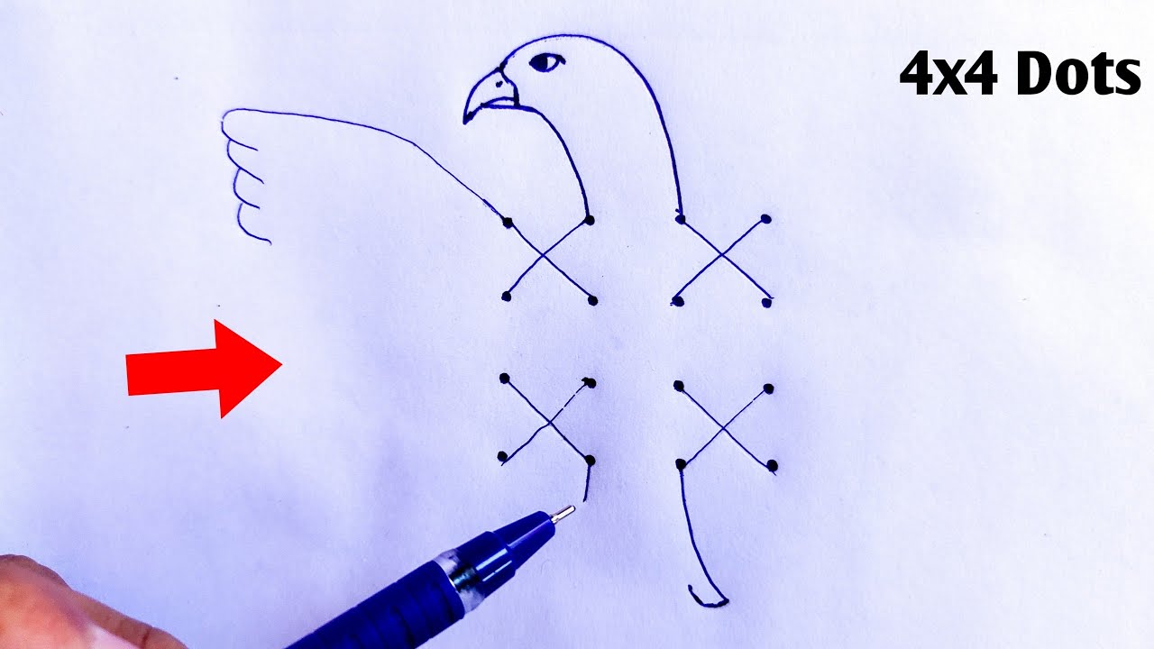 4x4 dots draw Eagle easy || Eagle drawing step by step || - YouTube