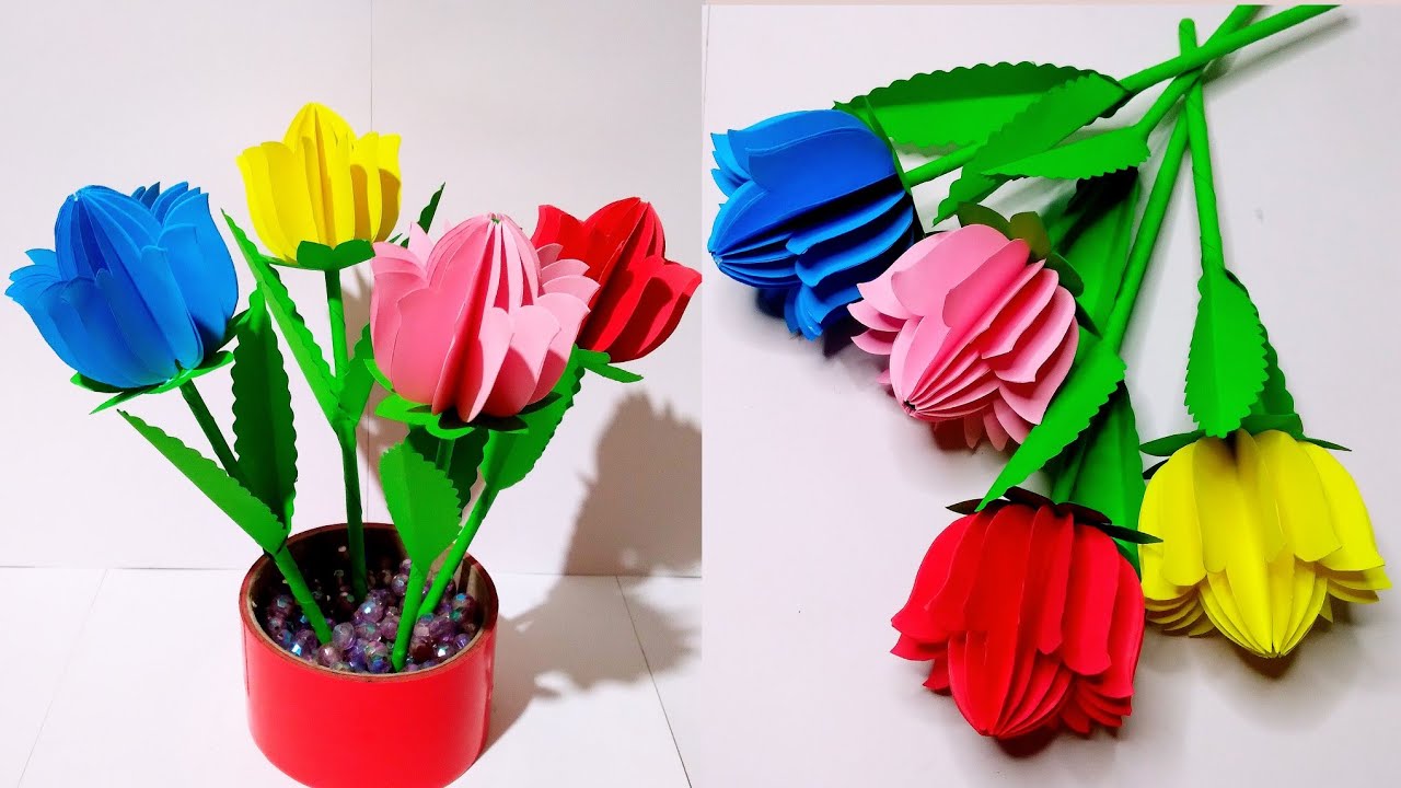 A4 nirmana / paper flowers making idea / beautiful and easy paper ...