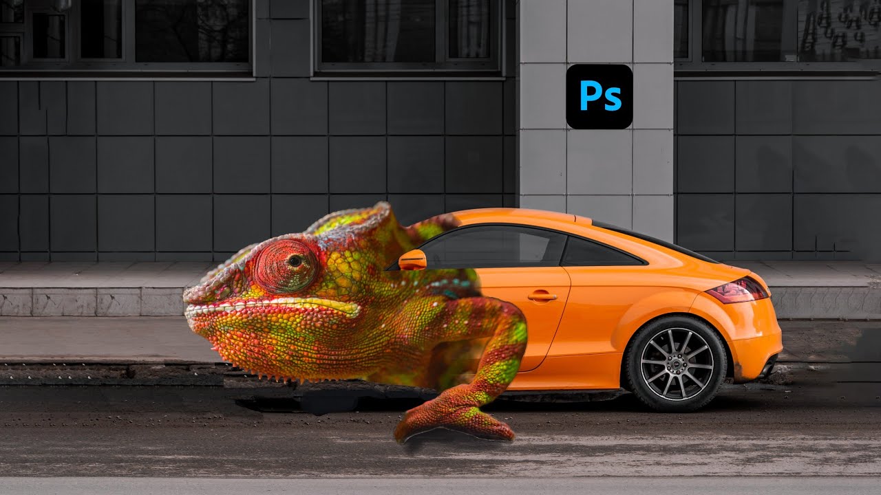create half of car and half of animal project in photoshop tutorial ...