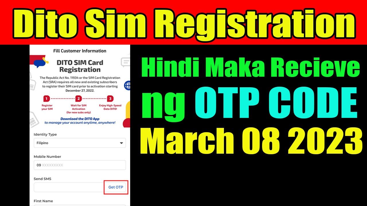 Hindi Maka Recieve ng OTP Code sa Dito Sim Registration - March 08 2023 ...