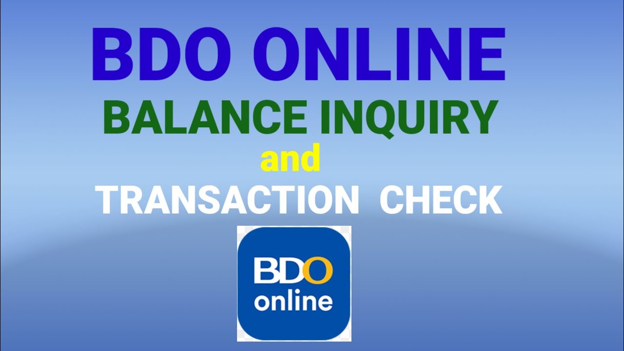 BDO Online Balance Inquiry and Transactions Check - YouTube