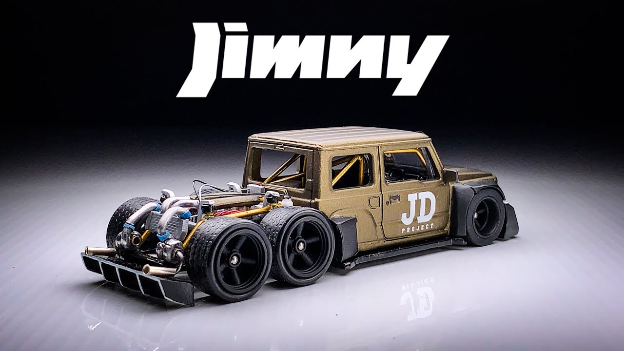Suzuki Jimny 6 wheeler V8 twin turbo engine Tomica Custom - YouTube