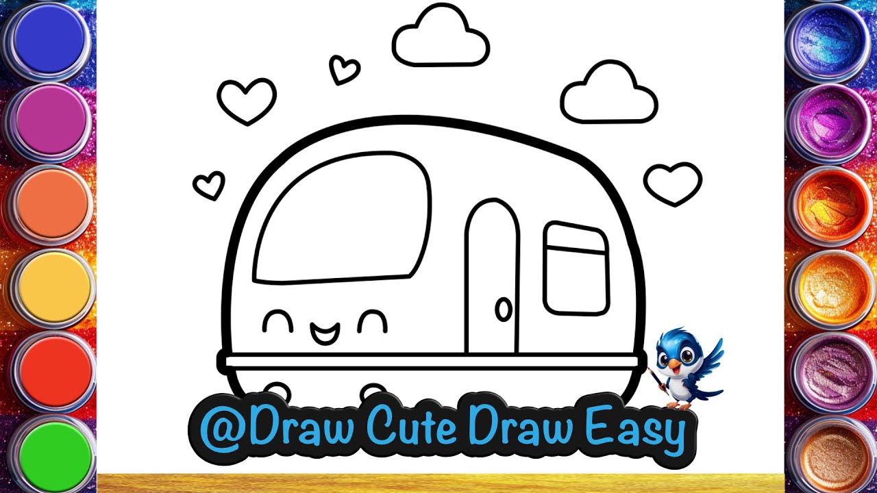 Cute School Bus 🚌 Drawing, Painting, and Coloring for Kids & Toddlers ...