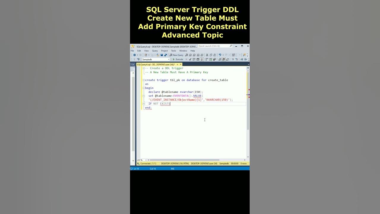 A Table Must Have Primary Key Create Trigger Create Table Sqlserver Triggers Youtube