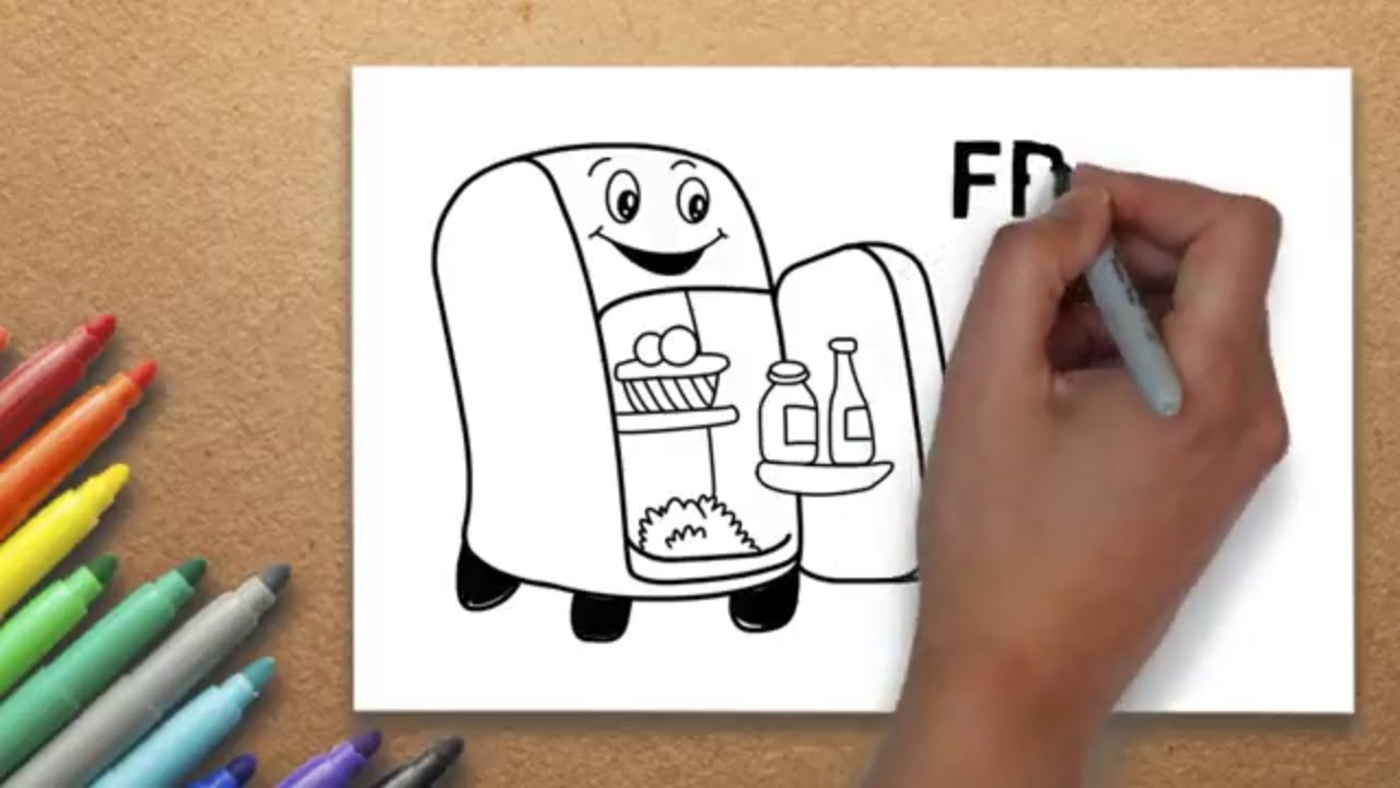 How to Draw a Cartoon Fridge | Massive Kidszone - YouTube