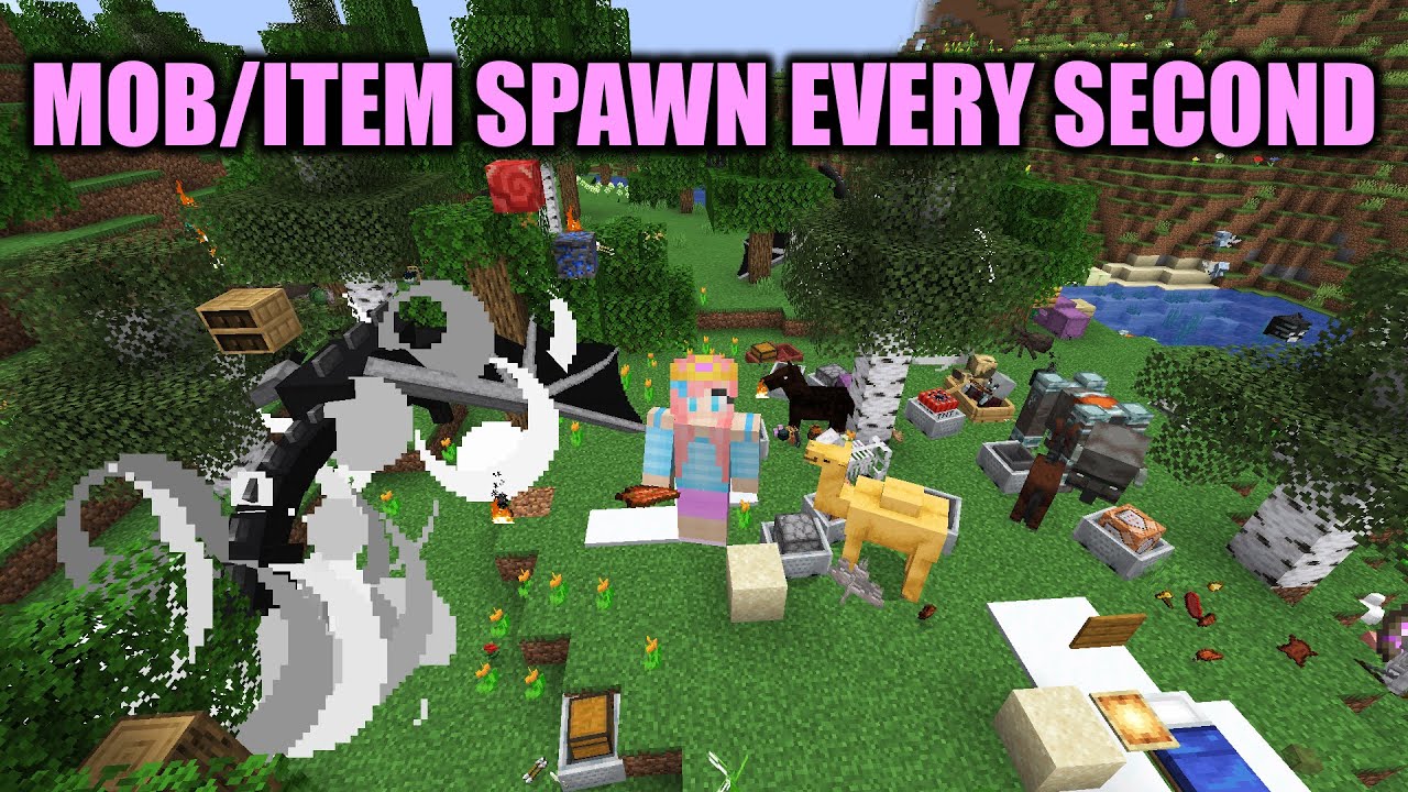 Minecraft But a Random Mob/Item Spawns Every Second - YouTube