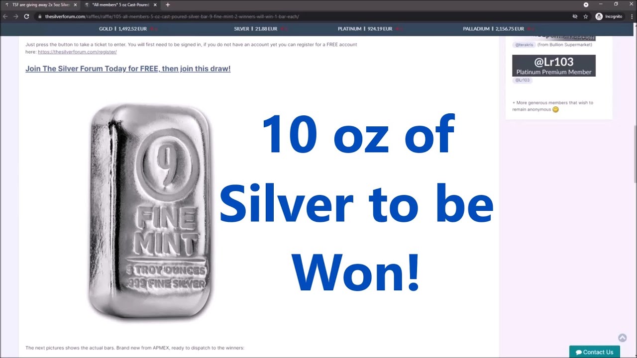 Announcement - Free Silver Up For Grabs - The Silver Forum Giveaway for ...