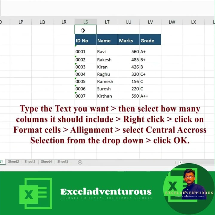 how-to-make-heading-center-without-merging-cells-in-excel-youtube