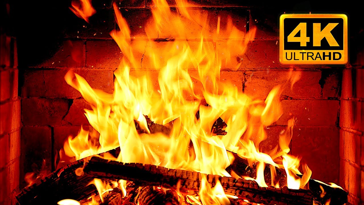 FIREPLACE 4K 🔥 Fireplace video with Burning Logs & Fire Sounds ...