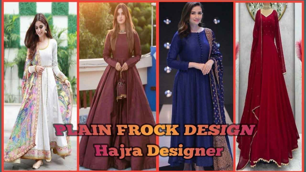 Plain long Frock Design | Chiffon Frock Design | Hajra Designer - YouTube