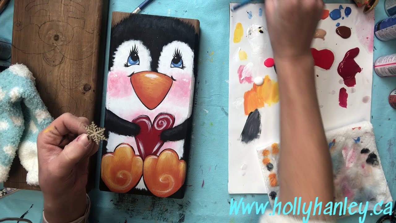 Chunky Penguin Fence board Easy Step by Step Acrylic painting tutorial ...