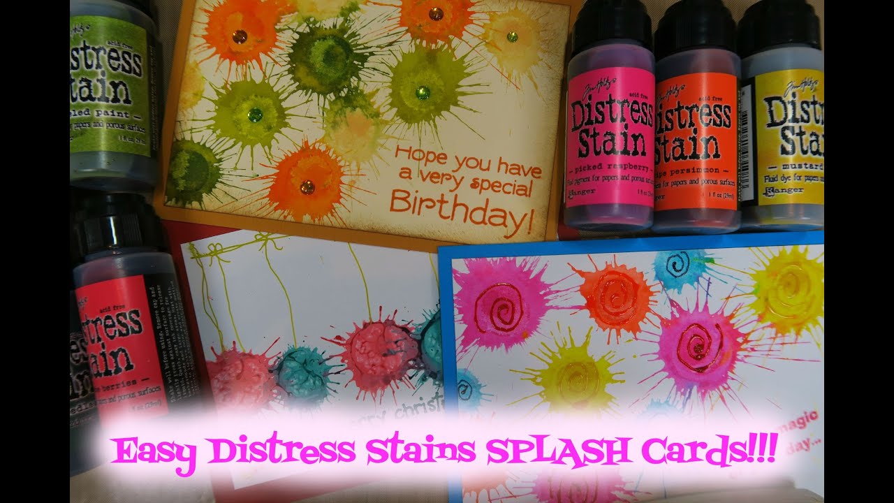 easy Distress Stains Splash Cards!! - YouTube