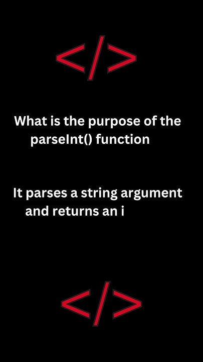 What Is The Purpose Of The Parseint Function In Javascript Html Css Javascript Youtube
