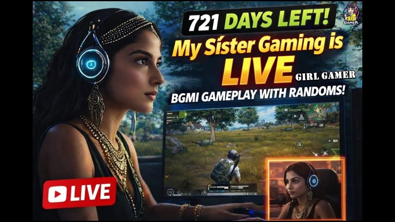 721 Days Left: My Sister Gaming is Live BGMI Gameplay With Random! # ...