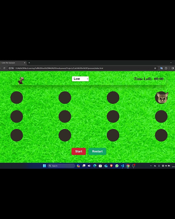 Catch The Opossum Project Using Html Css And Js Shorts Javascript Miniproject Html Css