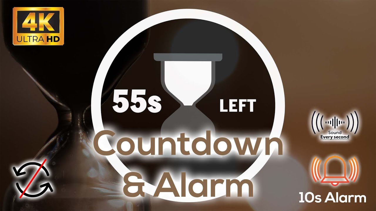 00:55s 🔔 55 Second COUNTDOWN with Tick Tock Sound Every Second and ...