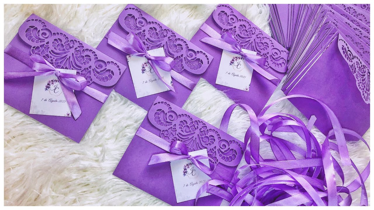 LILAC COLOR WEDDING INVITATIONS / Invitaciones de Boda Morado Lila ...