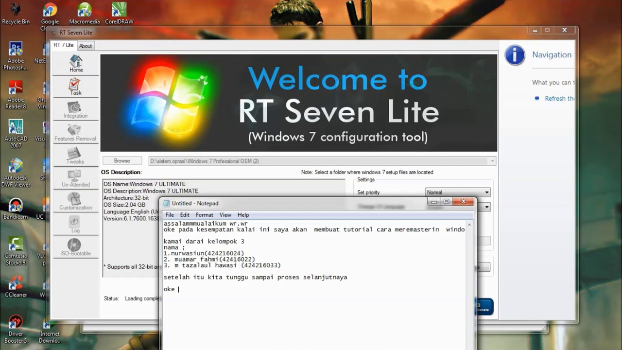 Remastering windows 7 dg RT7Lite - YouTube