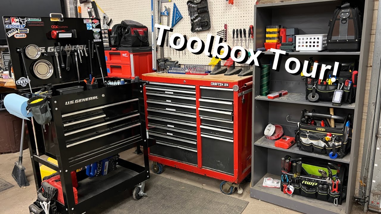 Toolbox Tour 2023 | US General 5 Drawer Cart - YouTube