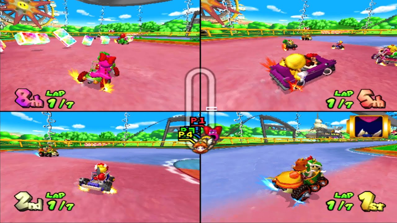 Mario Kart Double Dash 4 Players Yoshi Vs Wario Vs Toad Vs Daisy ...