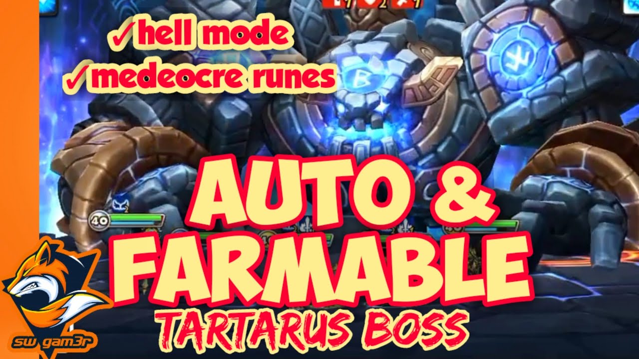 summoners war: tartarus labyrinth HELL MODE FARMABLE TEAM! (full auto ...