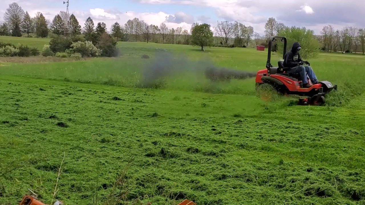 Kubota ZD326 Custom Turbo Mod gets a workout in 12" + Grass - YouTube