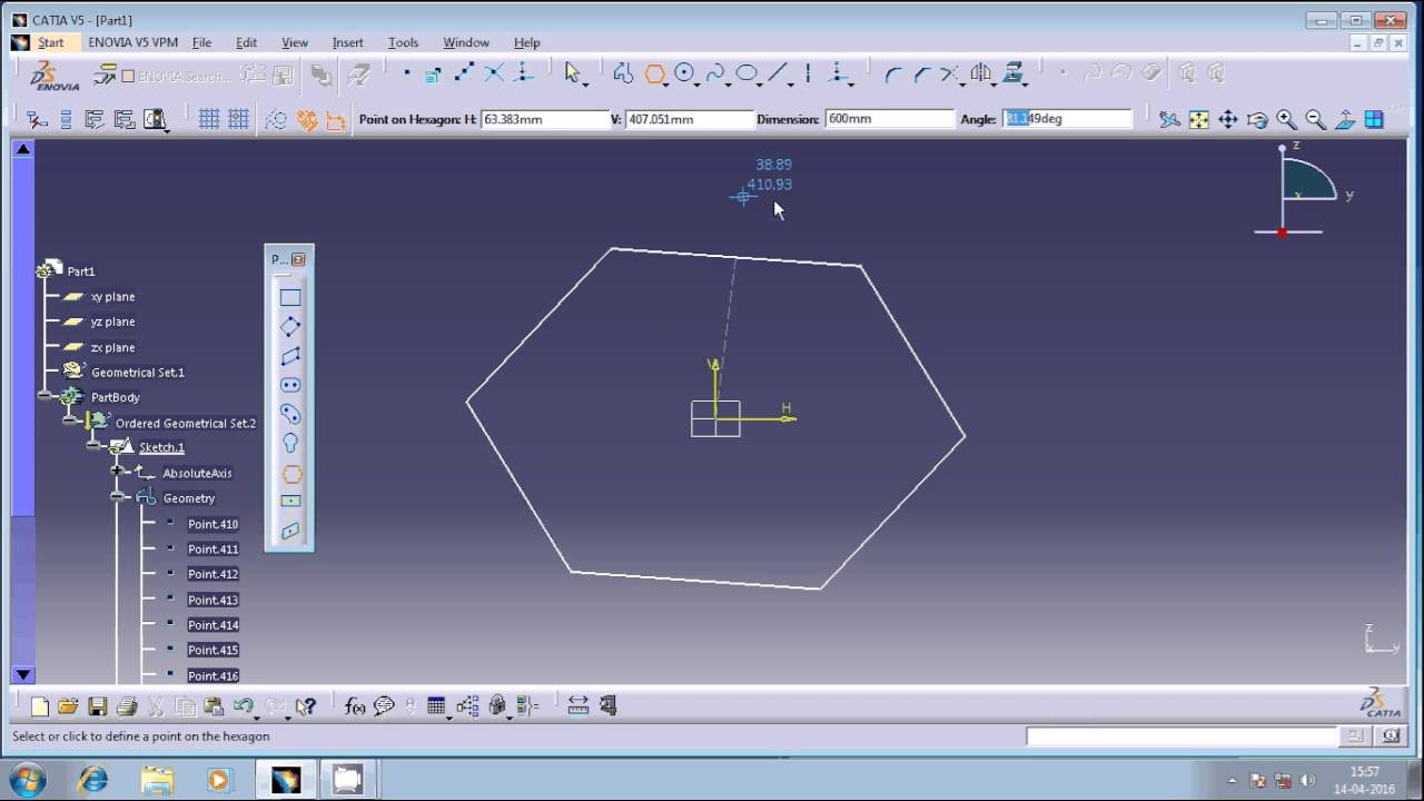 HEXAGON IN CATIA SKETCHER - YouTube