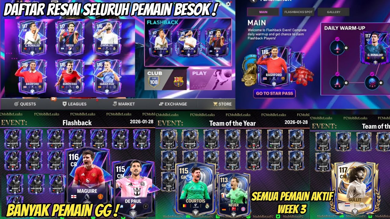DAFTAR RESMI SEMUA PEMAIN EVENT FLASHBACK & TOTY WEEK 3 BANYAK PEMAIN ...