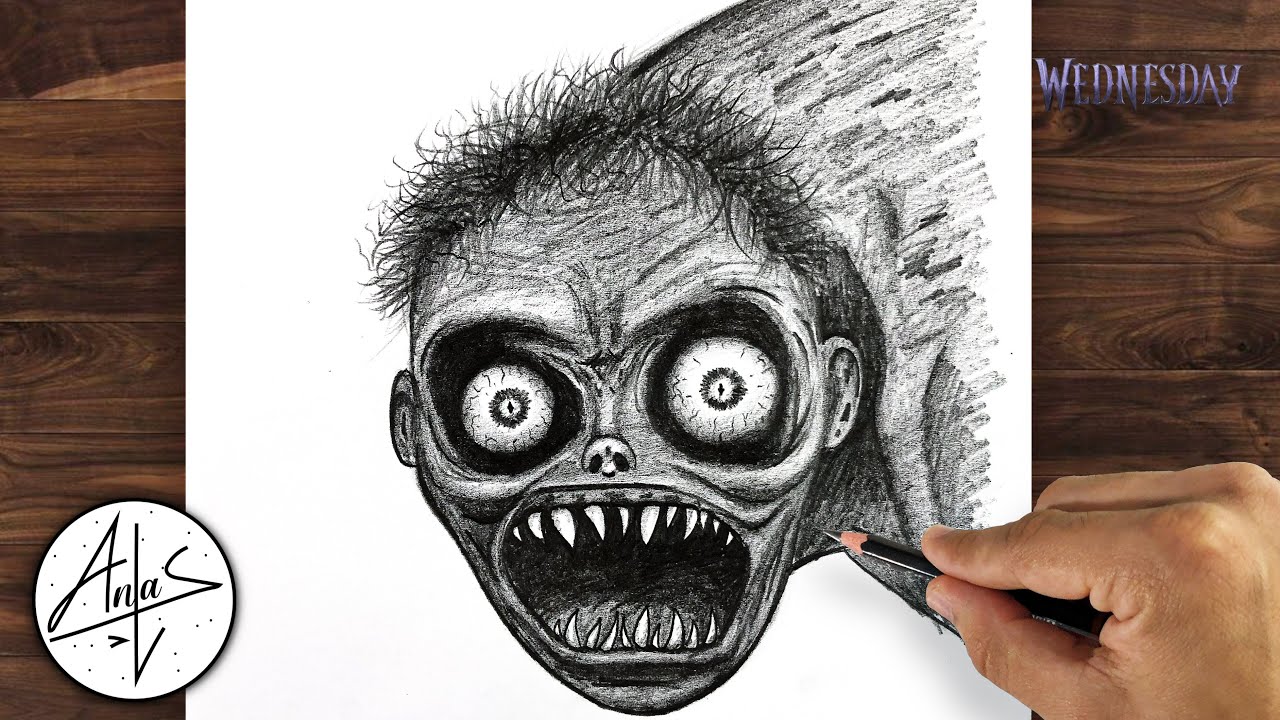 How To Draw The Hyde | Wednesday | Drawing Tutorial (step by step ...