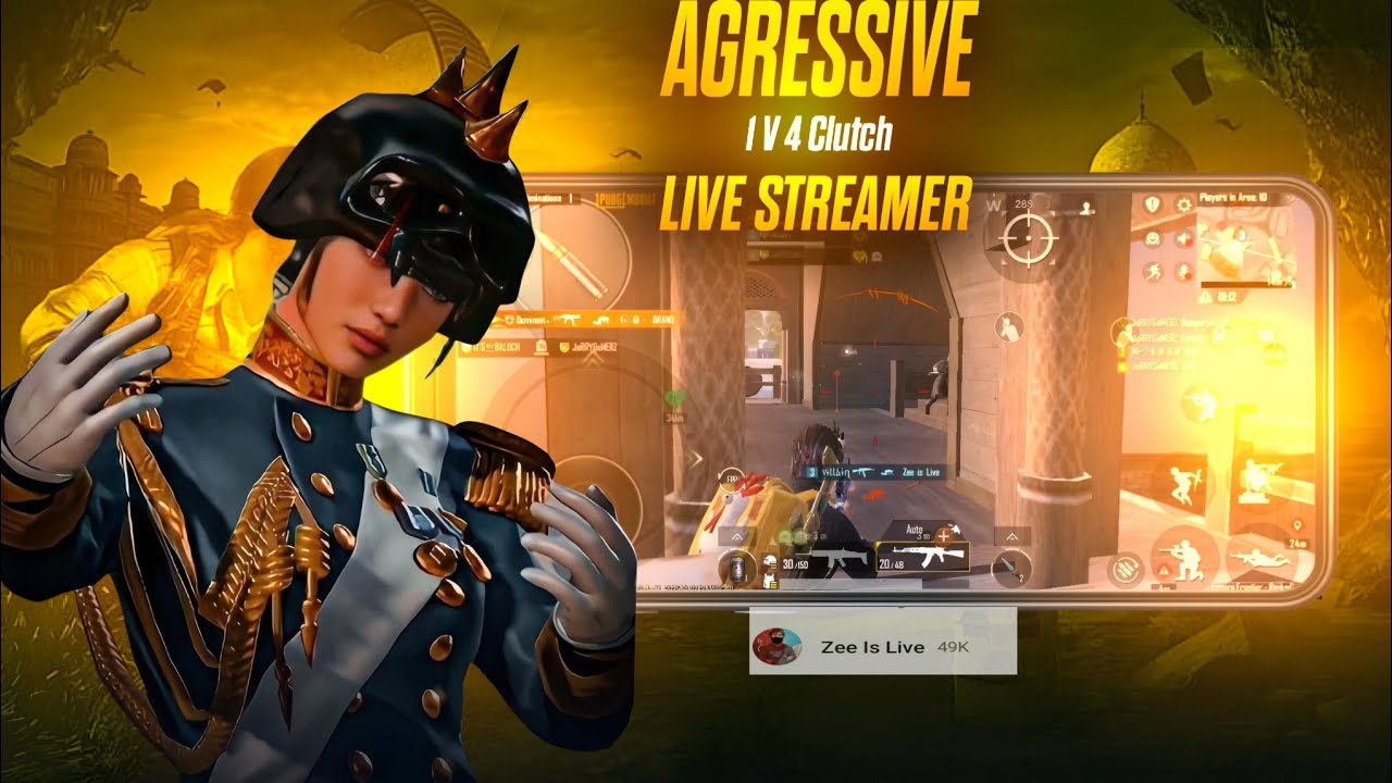 Me vs Zee Is Live 🥶 | Aggressive 1 v 4 Clutch On Live Streamer | PUB G ...