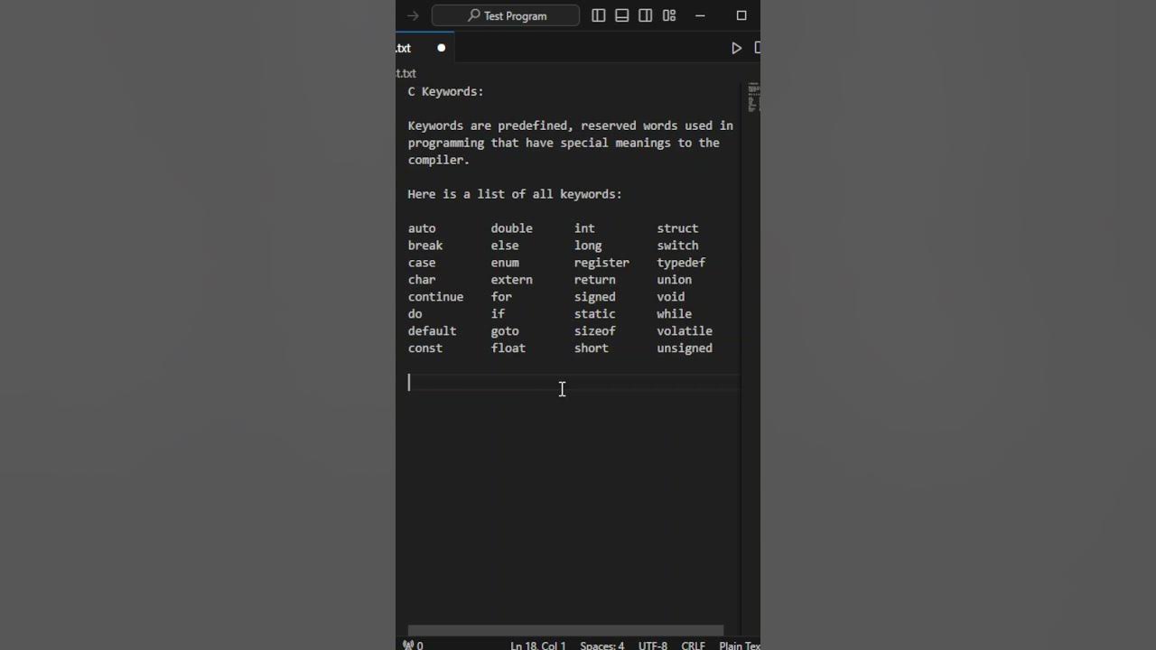 Essential Keywords in C Programming #tutorial #coding #shorts - YouTube