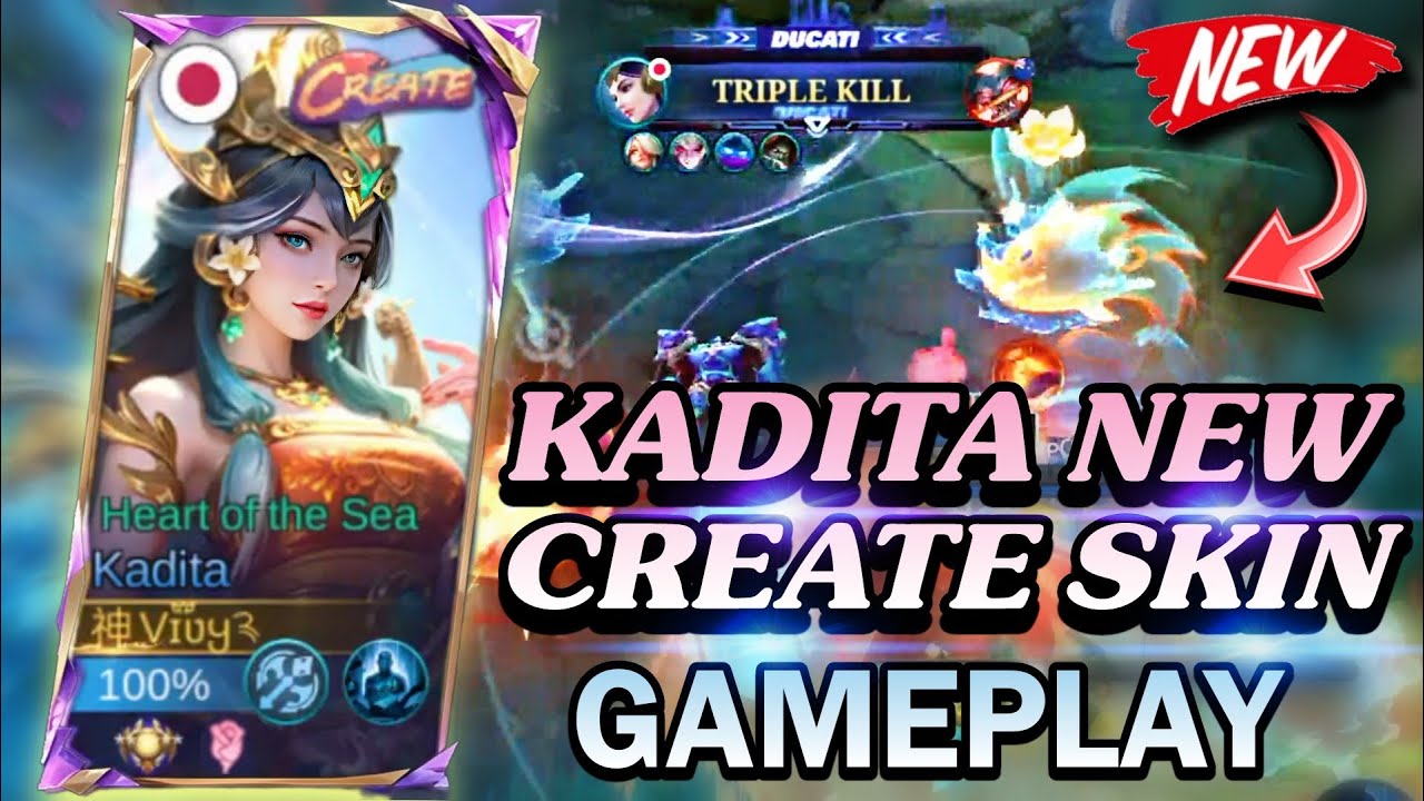 KADITA NEW CREATE SKIN !! 💖 HEART OF THE SEA 🩵🌊GAMEPLAY - MOBILE ...