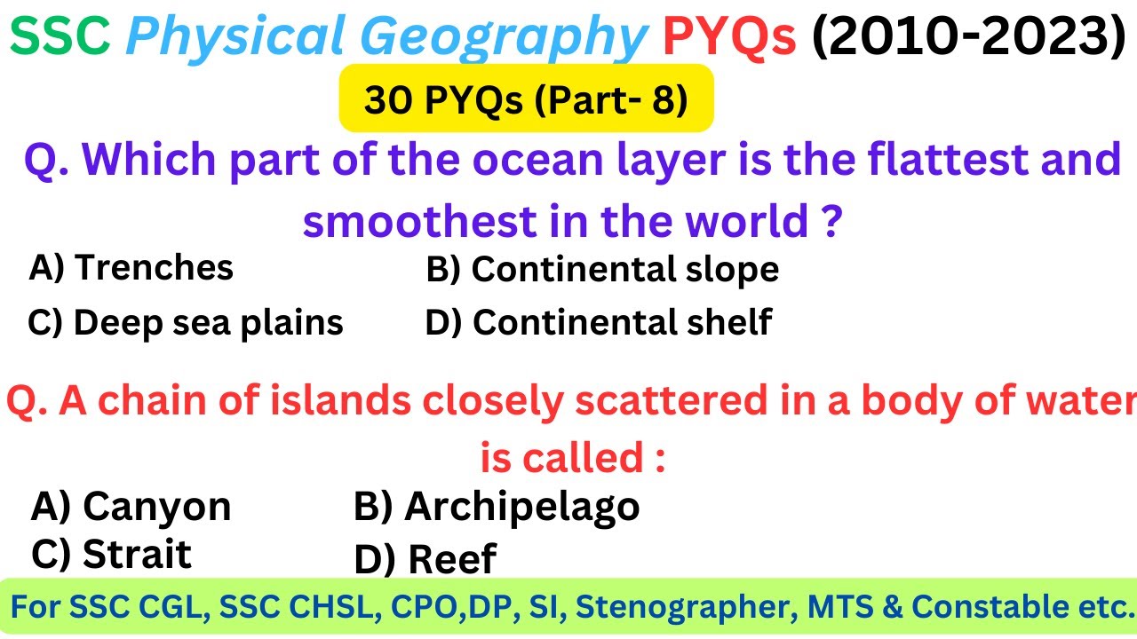 SSC Physical Geography PYQs (Part-8) || SSC GA PYQs (2010-2023 ...
