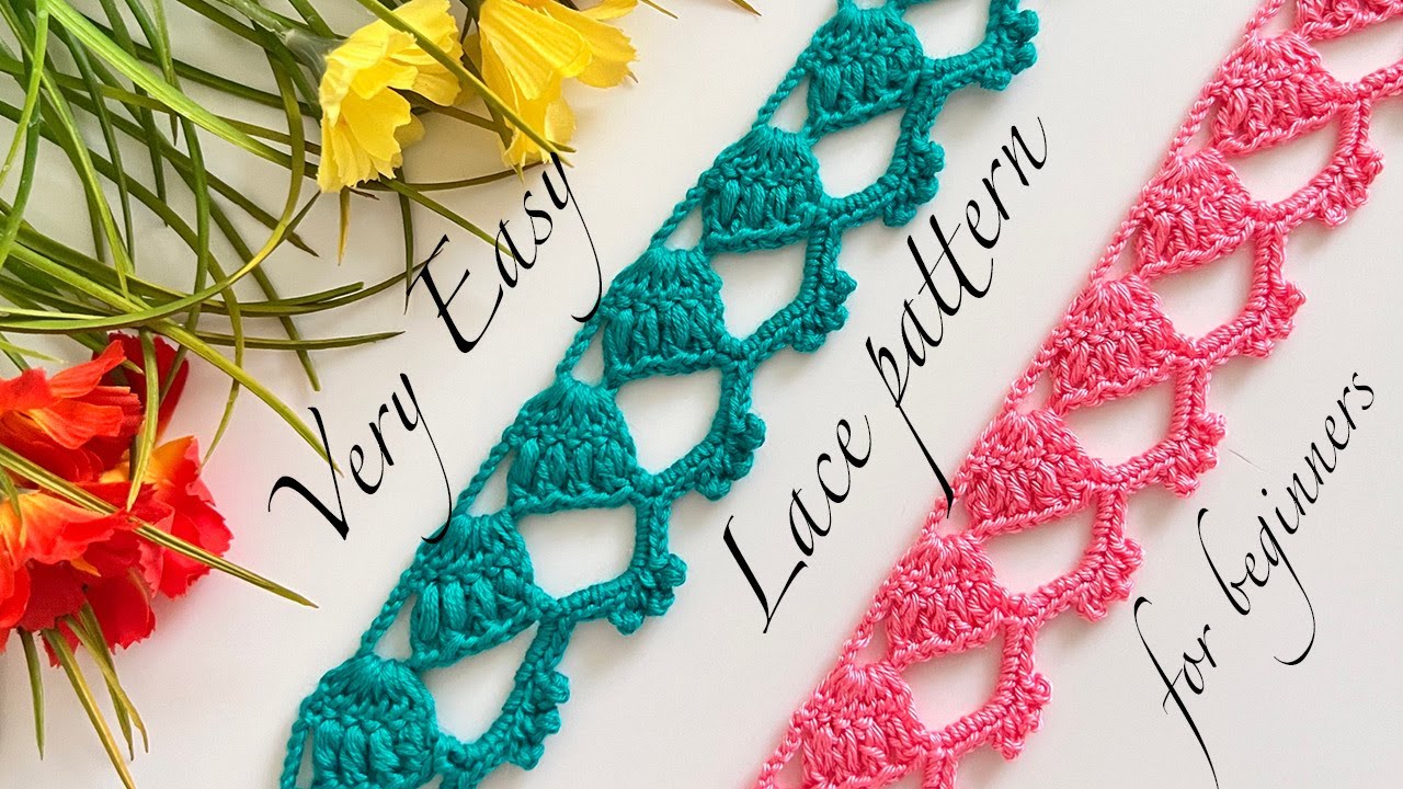 Very Easy Lace crochet 🤩🧶 | Lace pattern for headbands, bag handles ...