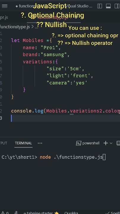 JavaScript : ?. (Optional chaining) and ?? Nullish Opr. #shorts #javascript #node #react # ...