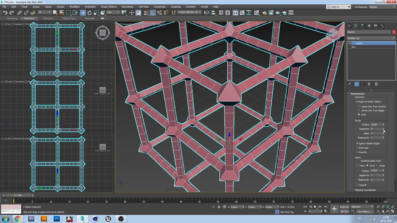 3Ds Max Modify List - Lattice Modifier (Türkçe) - YouTube