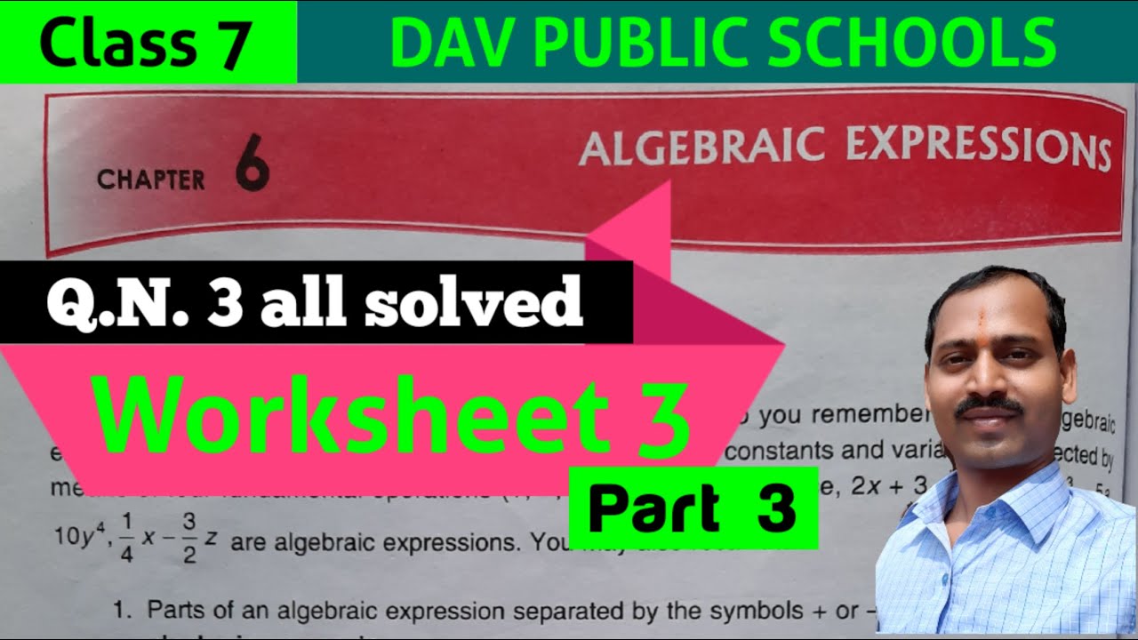 DAV class 7 maths chapter 6 worksheet 3 Q.N. 3 all solved - YouTube