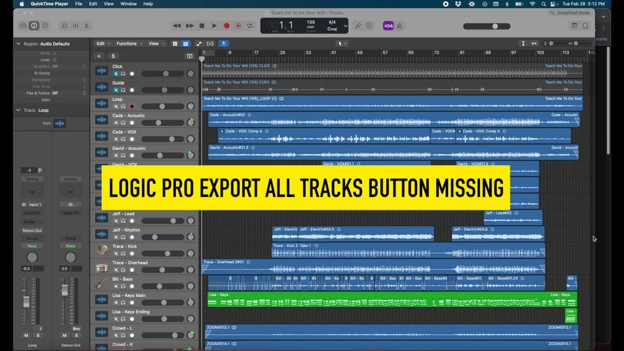 Logic Pro Export All Tracks Button Missing [Solved] - YouTube