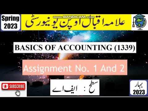 ⏩ AIOU Code 1339 Solved Asignment No. 1 & 2 Spring 2023 |Subject: Basics Of Account |Level: FA/I ...