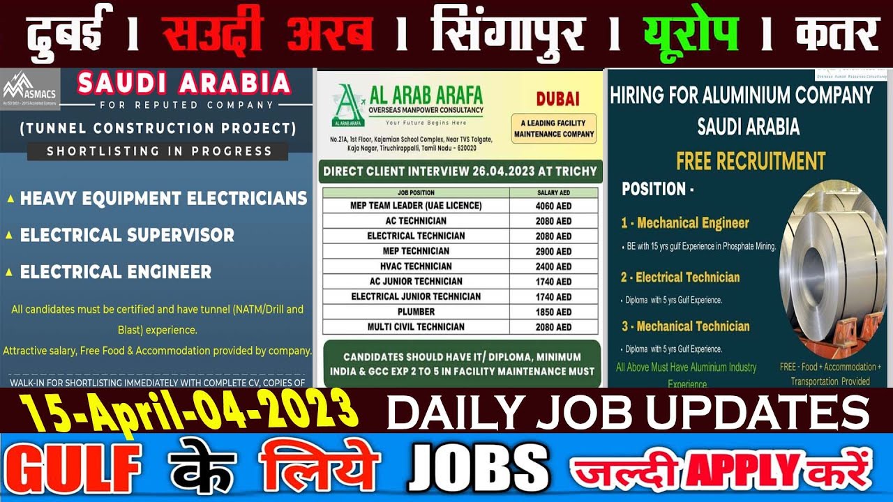 Gulf Job Vacancy 2023, Dubai Job Vacancy 2023, Saudi Jobs for Indians ...