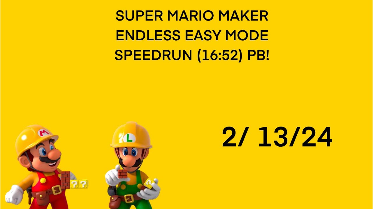 Super Mario Maker 2 endless easy mode speed run 16:52 - YouTube