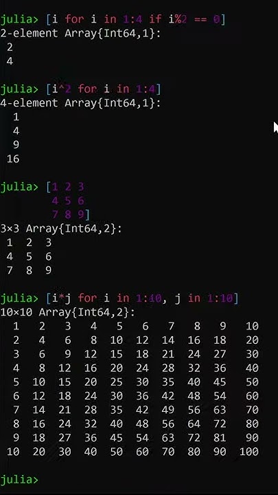 Lists and Matrices in Julia Lang #Shorts - YouTube