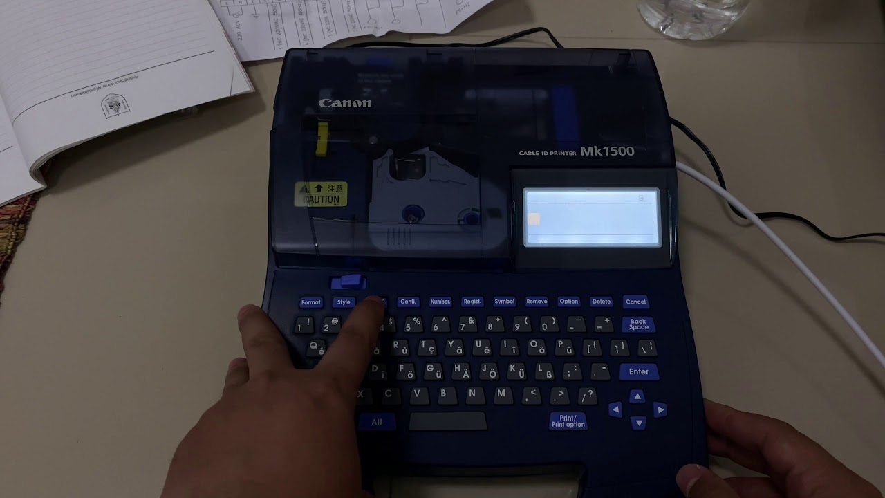 สอนการใช้งาน เครื่องพิมพ์ปลอกสายไฟ Canon MK-1500 - YouTube