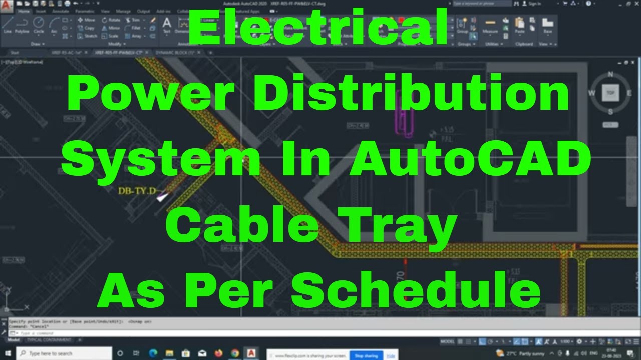 Electrical Plan for Power Distribution in AutoCAD | Power Cable Tray ...