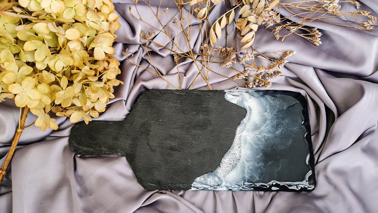 How to Make an Epoxy Resin Slate Serving Board / DIY - YouTube