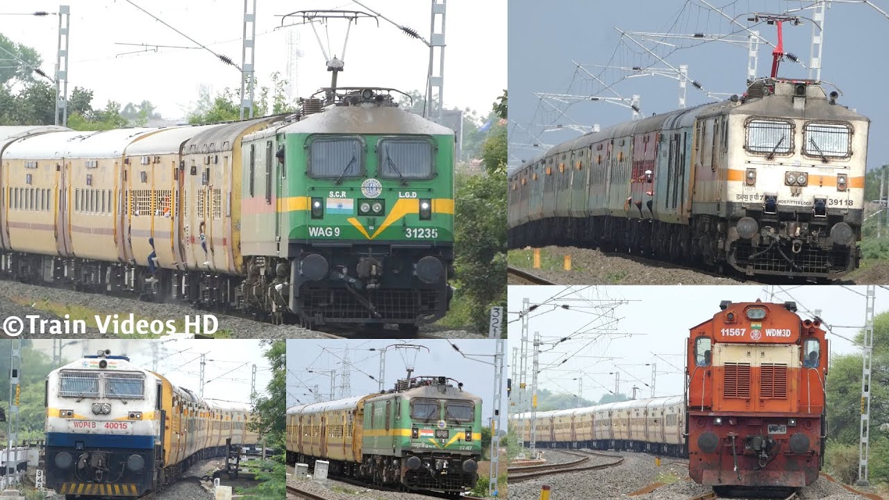 Powerful ELECTRIC vs DIESEL TRAINS | NANDED Division Trains | WAP 7, WAG 9 & WAP 4 | Indian ...