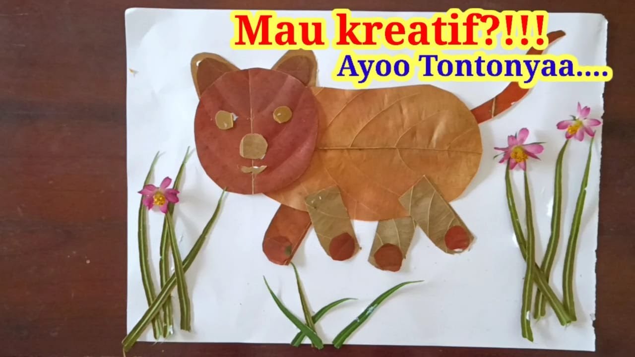 kolase Daun Nangka kering,Kolase Bentuk Hewan Kucing - YouTube