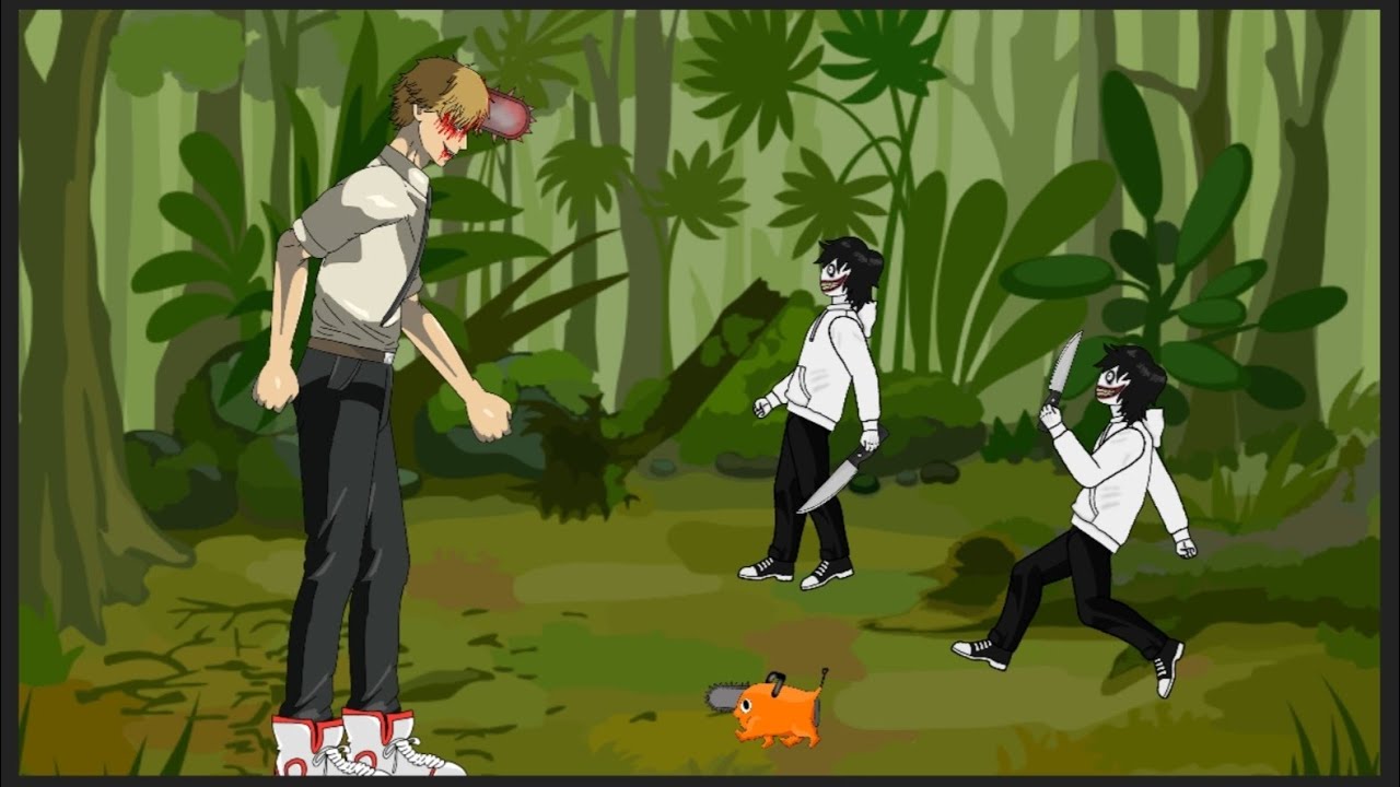 chainsaw Man vs Jason voorhees, Jeff the killer, cartoon Cat Drawing ...
