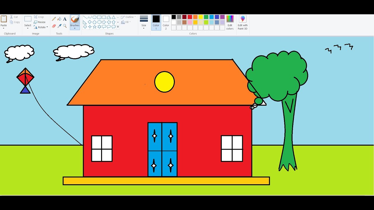 How to Create a beautiful house😵😱 || MS Paint Drawing home || MS Paint ...