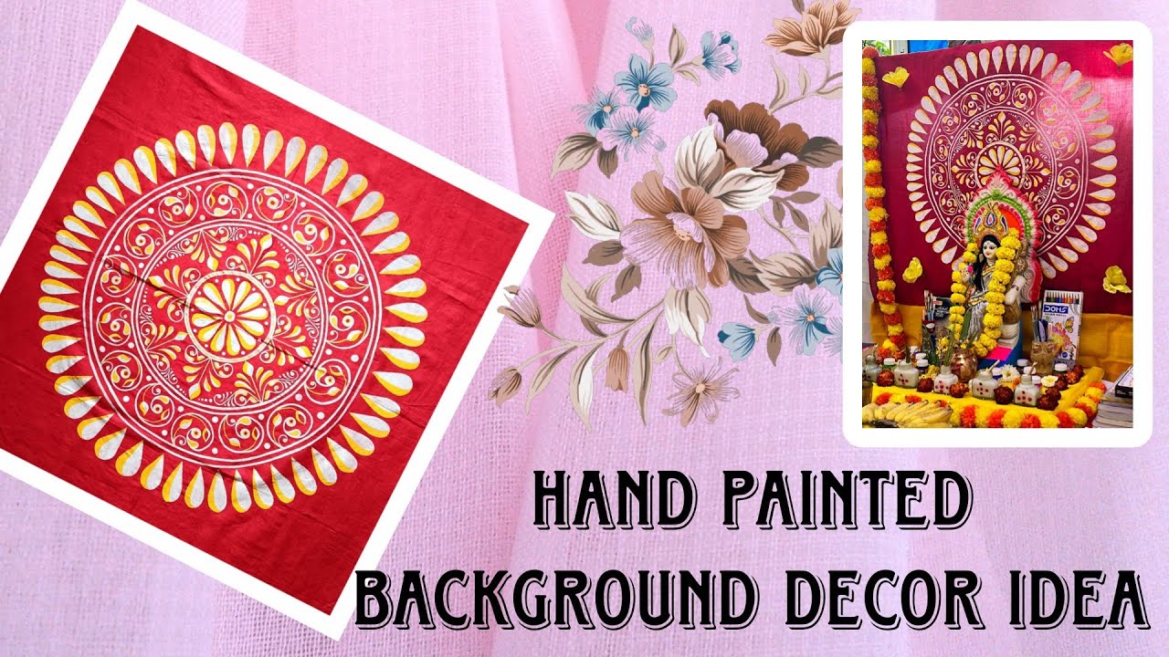 Hand painted background decoration full tutorial video| Alpona design ...